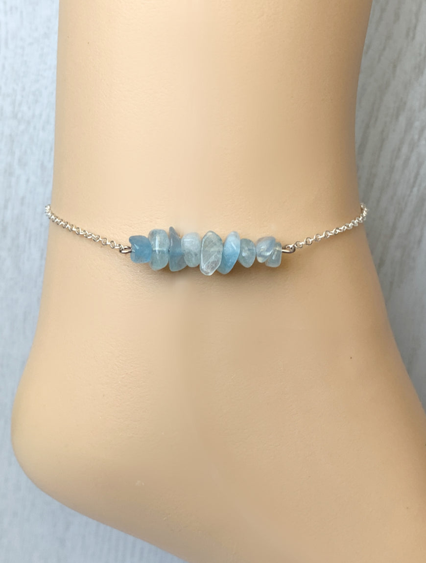 Raw Aquamarine Anklet – Indigo Lizard Jewelry