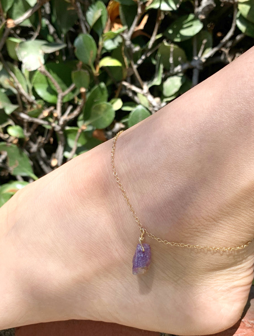Raw Amethyst Anklet – Indigo Lizard Jewelry