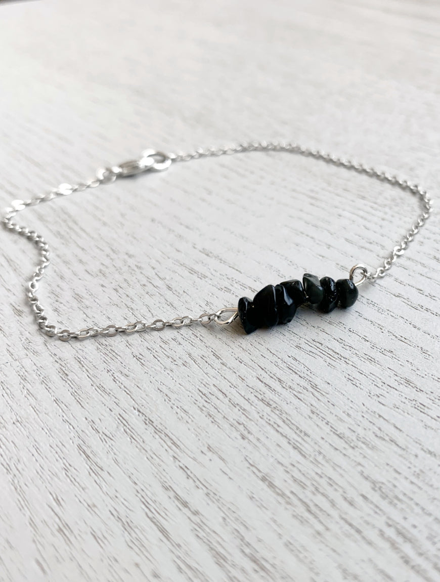 Black Obsidian Anklet – Indigo Lizard Jewelry